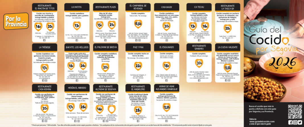 Dónde comer cocido en Segovia: guía de 2026 - Segoviaudaz.es